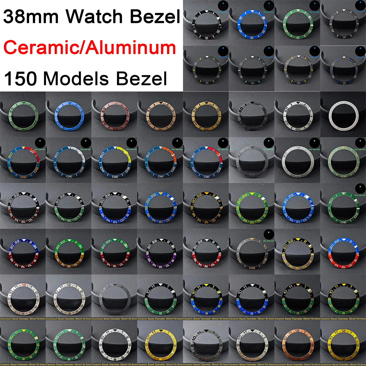 38mm * 30.6mm tilted ceramic bezel insert for men's watch replacement ...