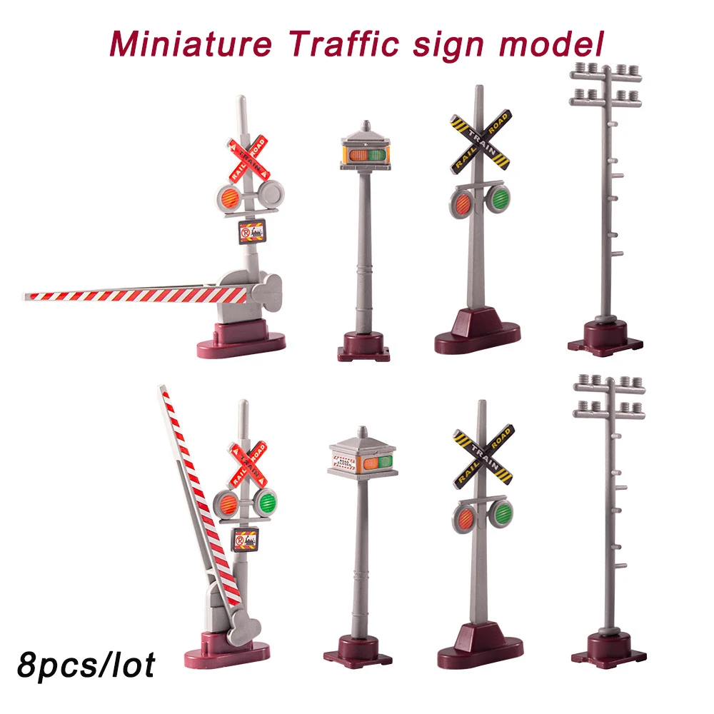 8pcs-lot-Diy-Miniature-Traffic-Sign-Model-Simulation-Toys-Railway-Train ...