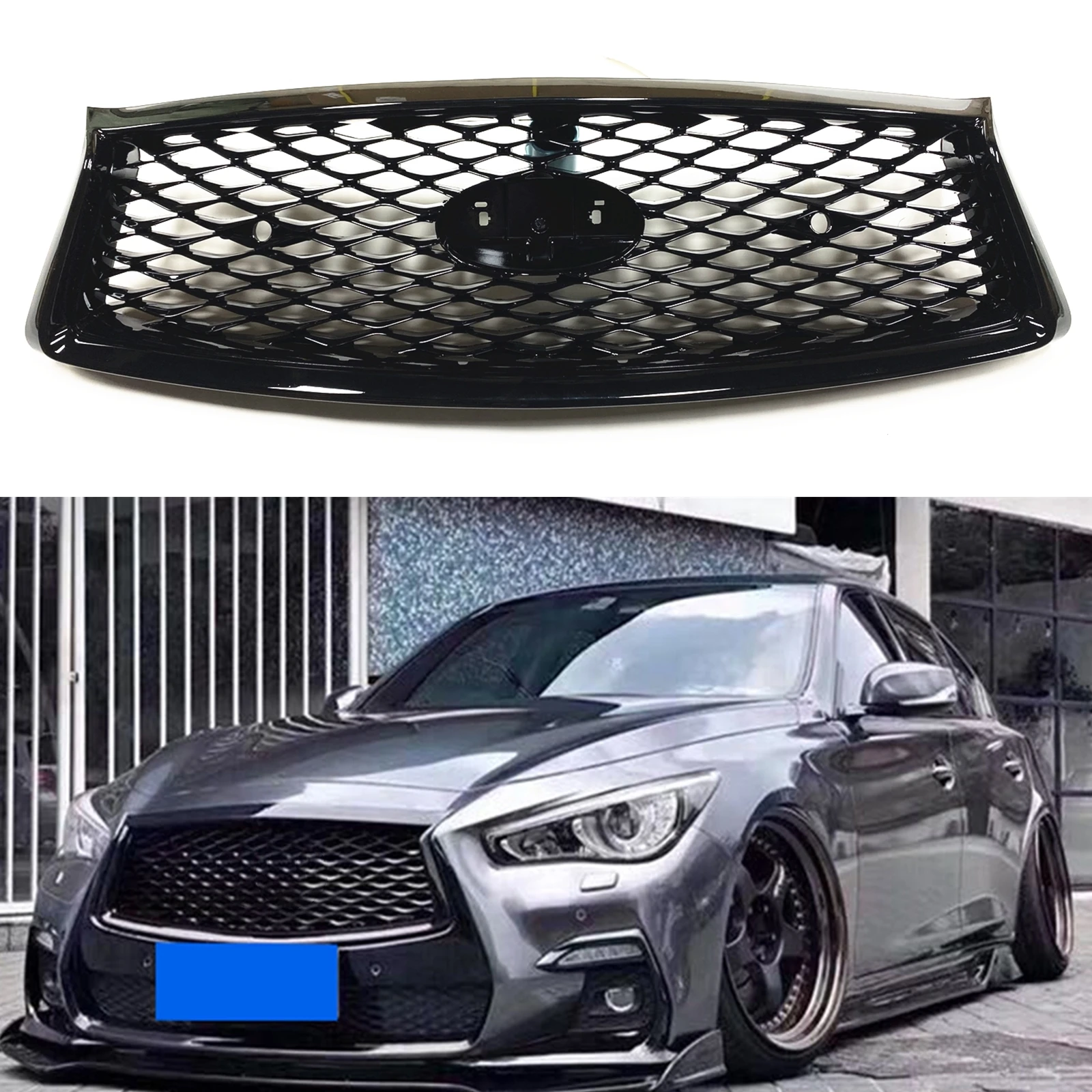 Car Front Grille Racing Grill Upper Replacement Bumper Hood Mesh Auto ...
