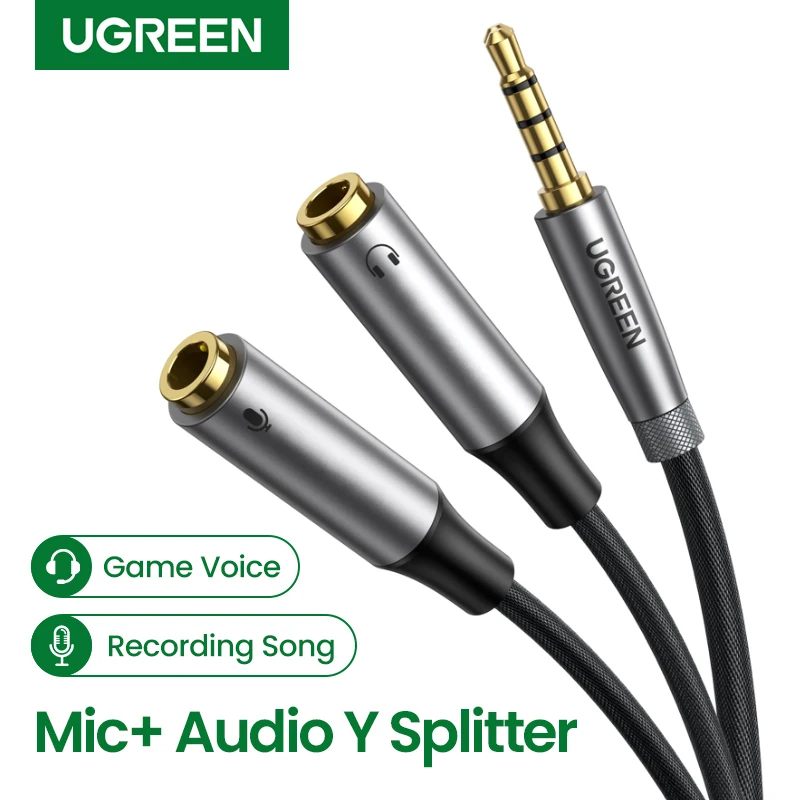 UGREEN Splitter Adapter 3.5mm Audio Splitter Cable for Computer Jack 3 ...