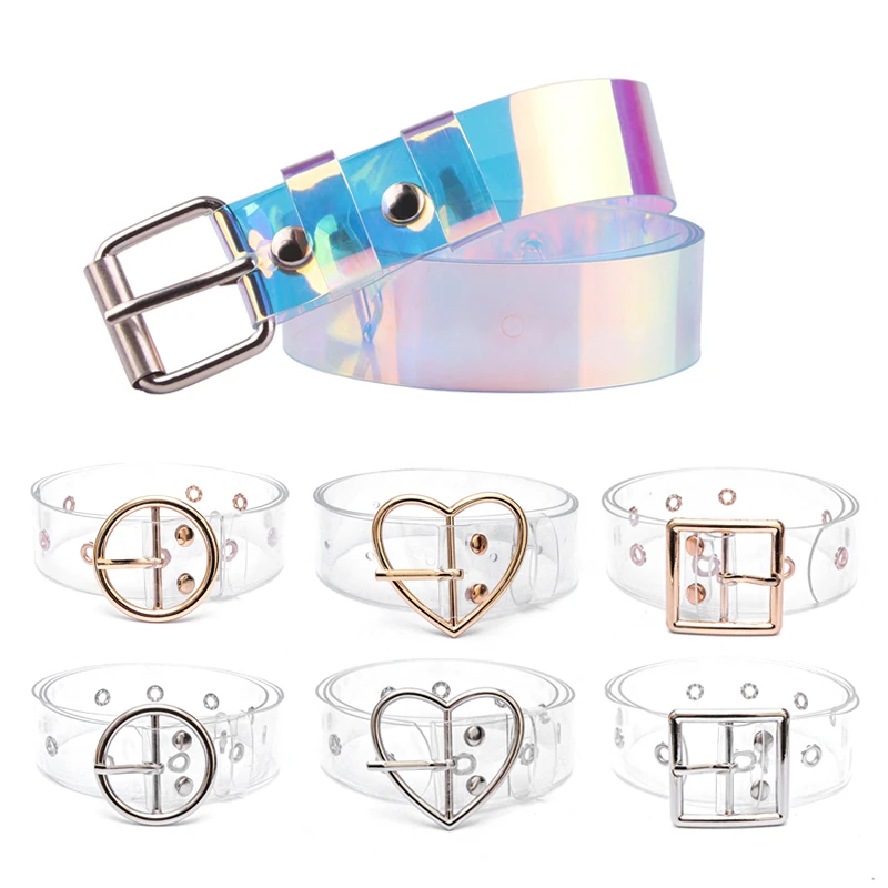 1pc Transparent Women Laser Holographic Rainbow Clear Pin Buckle Wide ...