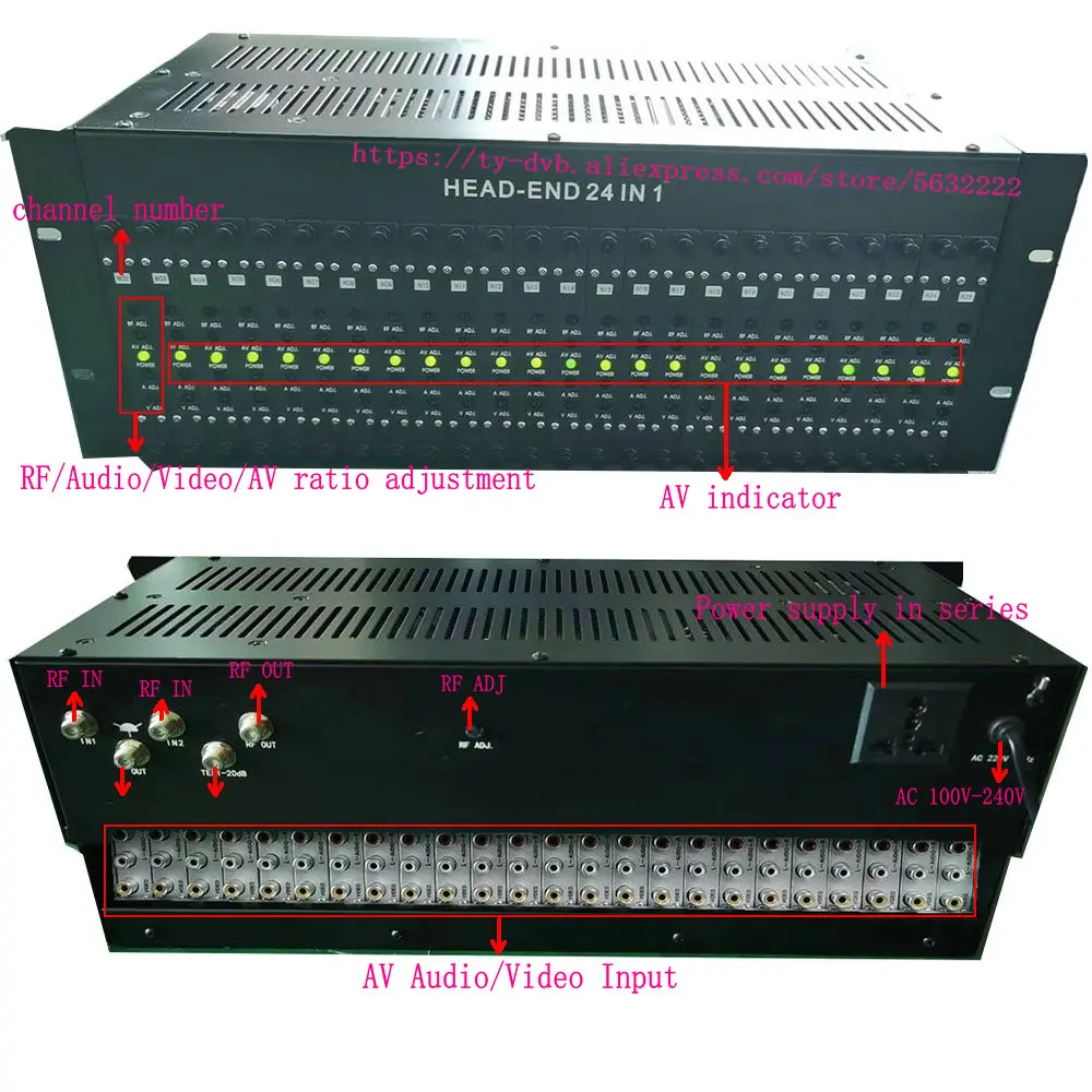 16 24 AV to RF Hotel CATV Front-End System Multi-Channel Broadcast ...