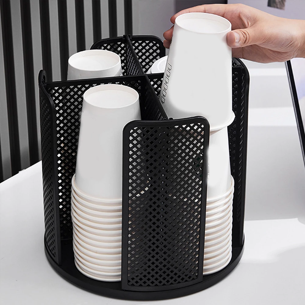 Cup-Storage-Rack-360-Rotatable-Cup-and-Lid-Holder-Dispenser-Organizer ...