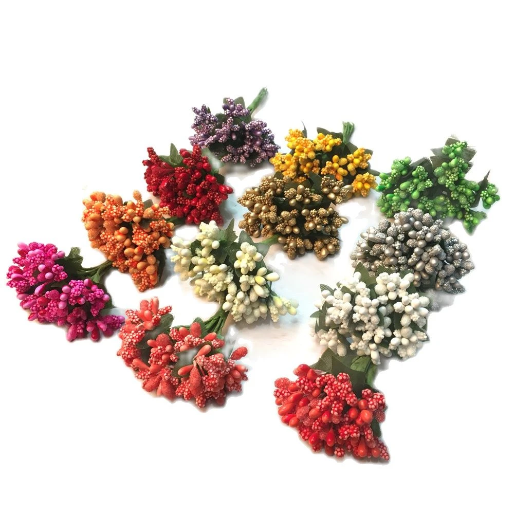 12 Pcs Artificial Stamen Flowers Handmade Wedding Home Garden ...