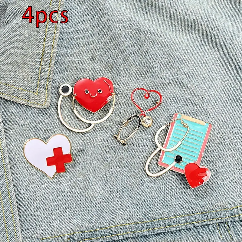 Custom-Electrocardiogram-Medical-Enamel-Pins-Heartbeat-Stethoscope ...