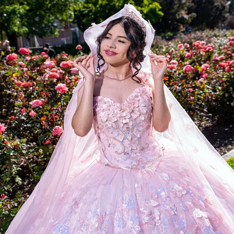 Mexicano-Rosa-Vestido-De-15-Anos-Lil-s-Charro-Quinceanera-Vestidos-com-Manto-Renda-Applqiued ...