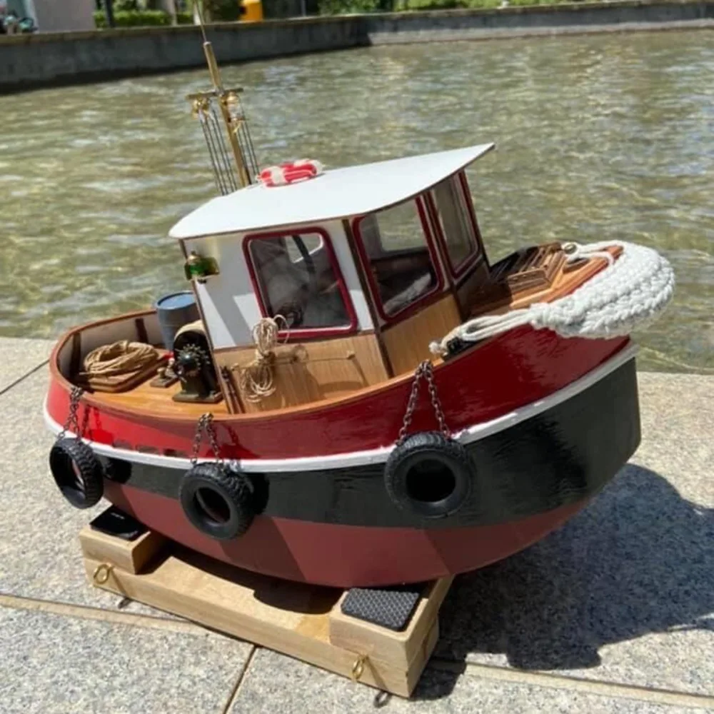 RC Ships 60cm Cute Remote Control Tugboat Model Wooden Structure RC ...