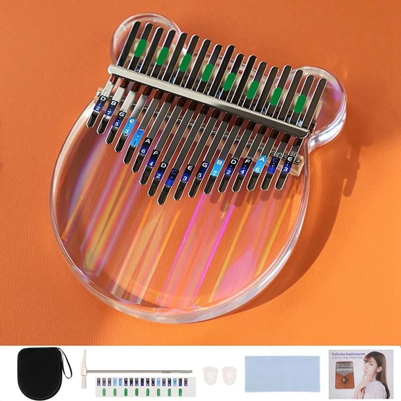 Kawaii Bear Shape Acrylic Kalimba with Rainbow Colors | Rainbow Cabin