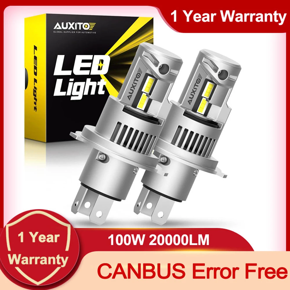 Auxito 2pcs H4 9003 Hi Lo Beam Led Headlight Canbus 20000lm 100w High Power H8 H11 9012 Led ...