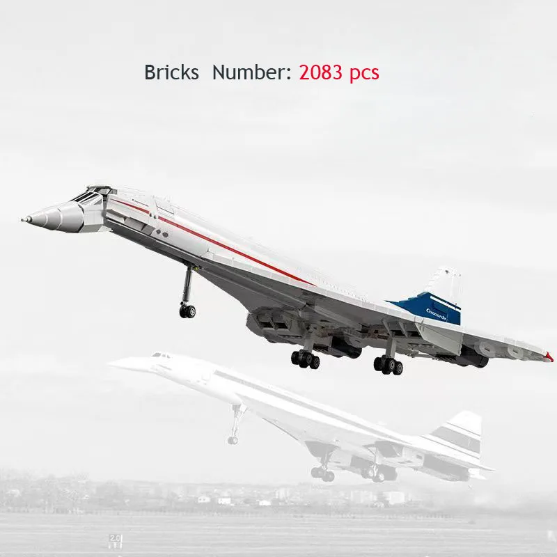 2083PCS+ Concorde Airbus Building Blocks Technical 105Cm Airplane Brick ...