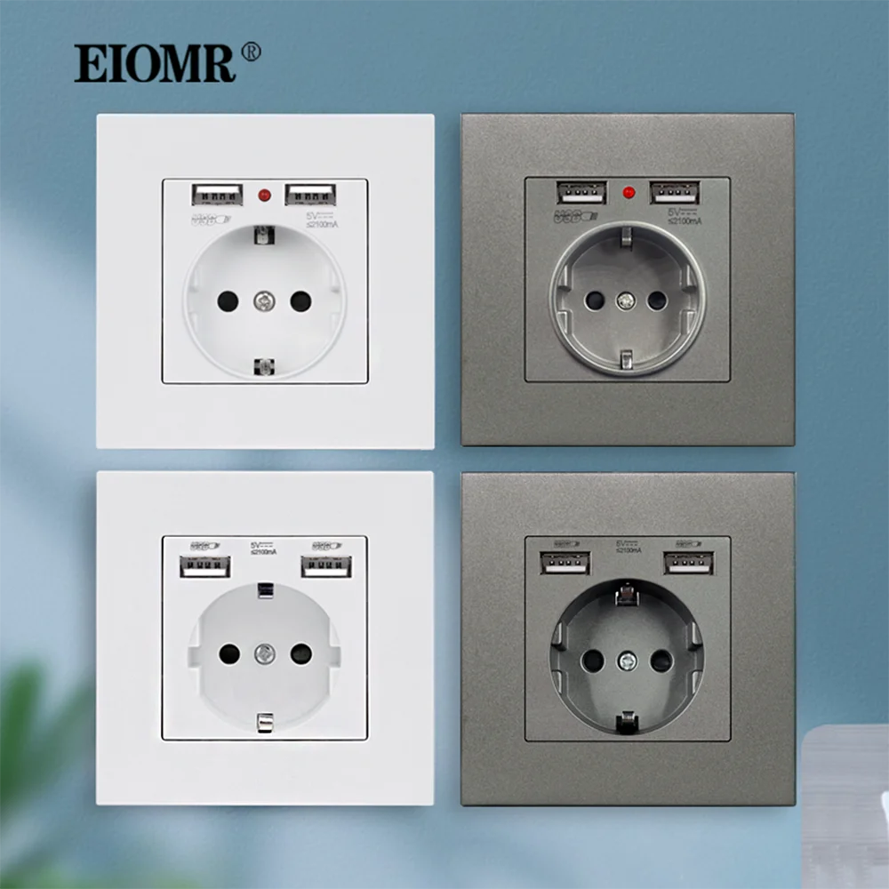 EIOMR EU with USB Port Electrical Socket 16A AC 110~220V Standard ...