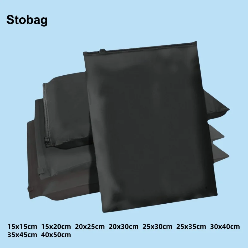 StoBag-50pcs-Wholesale-Black-Frosted-Matte-Zipper-Bags-Clothes ...