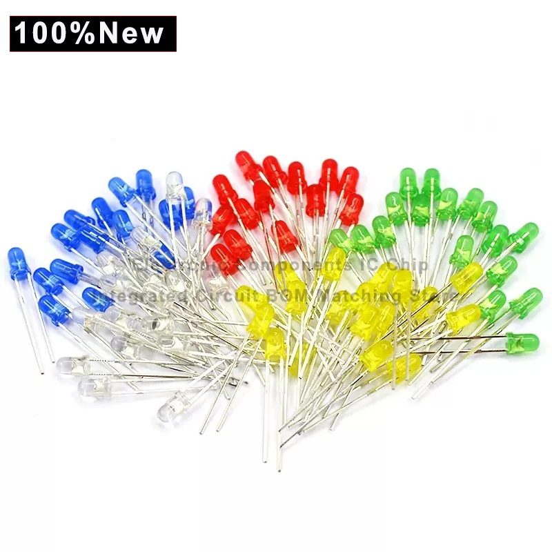 100 unids/lote 3mm 5mm LED rojo verde azul amarillo naranja blanco ...
