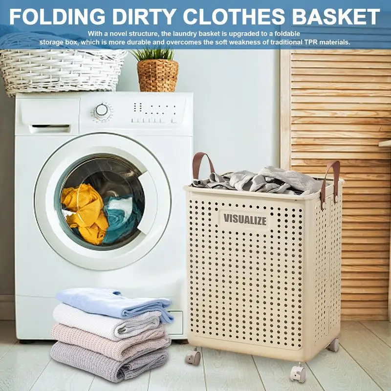 Laundry-Basket-With-Wheels-Foldable-Ventilated-Rolling-Hampers-For ...