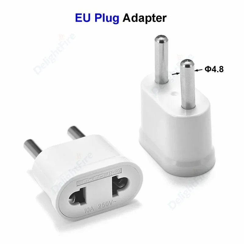 White-US-AU-To-EU-European-KR-Plug-Adapter-2-Pin-American-Euro-Travel ...