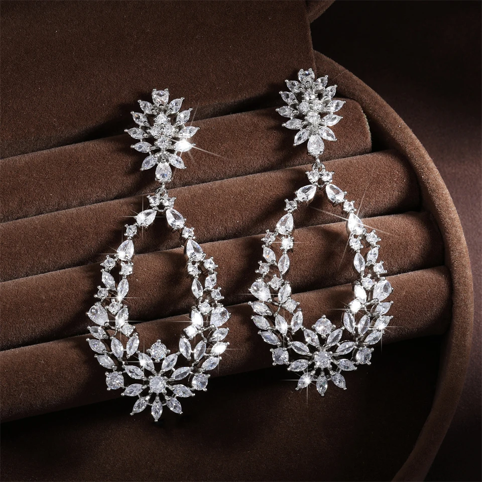 Uilz Geometric Floral Hollow Water Drop Dangle Earrings For Women ...