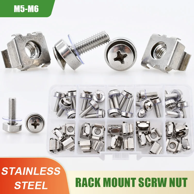 304-Stainless-Steel-Rack-Mount-Screw-Bolt-Nut-Set-Phillips-Screws ...