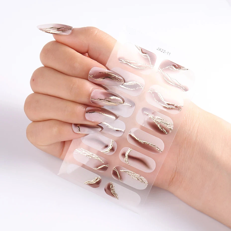 Gel-Nail-Stickers-Lacquer-Strips-Full-Cover-Adhesive-Slider-Wraps-With ...