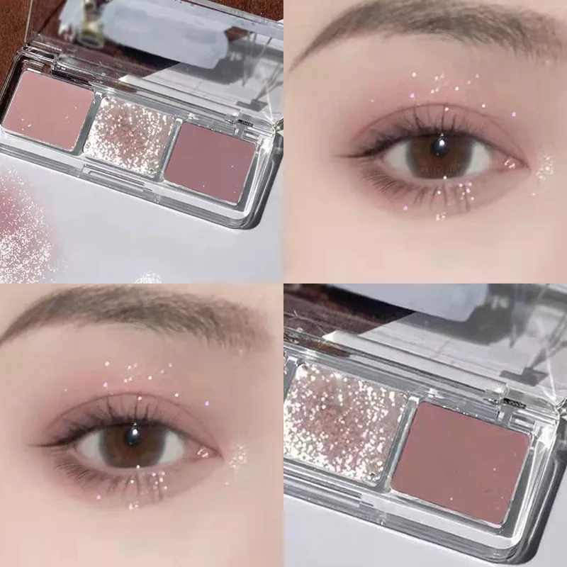 Three-colors-Pearly-Sequins-Eyeshadow-Palette-Matte-Rose-Pink-Dark-Grey ...