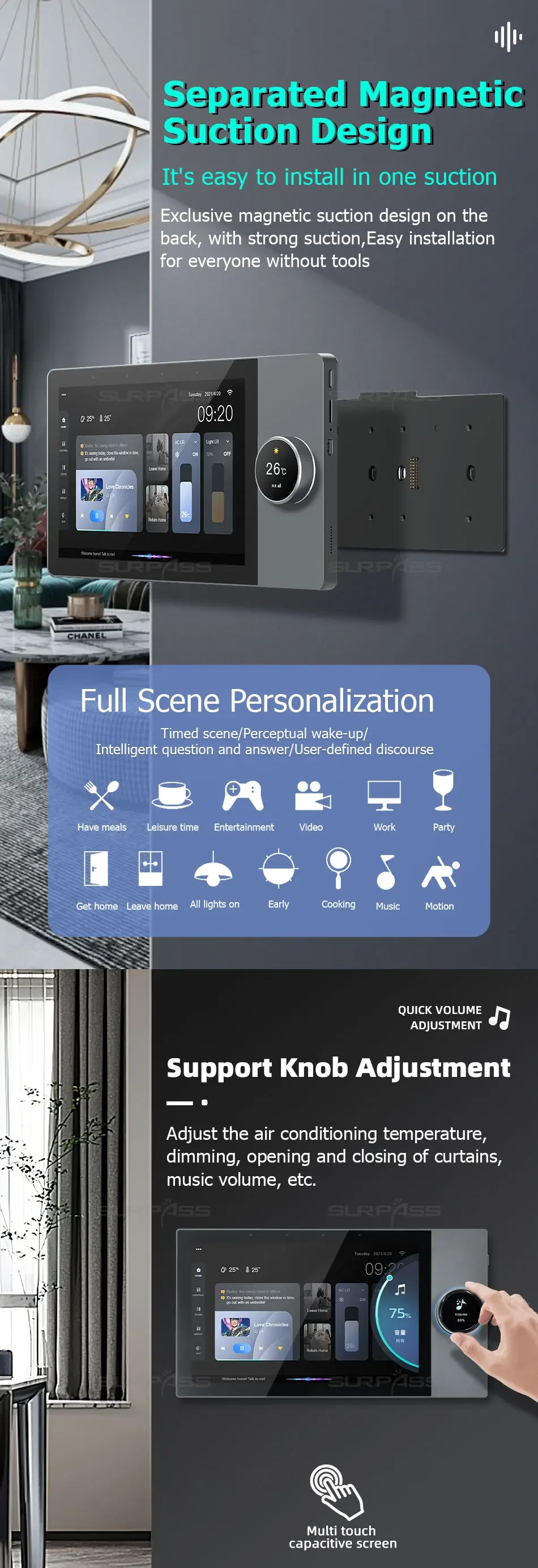 Smart Home Theater Amplifier 10'' Tuya WiFi Wall Amplifier Android 8.1 ...