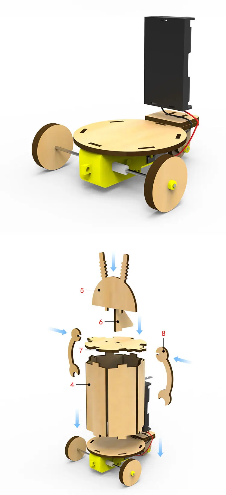 Wooden Barrel Robot Assembly Model Children’s Scientific Experiment ...