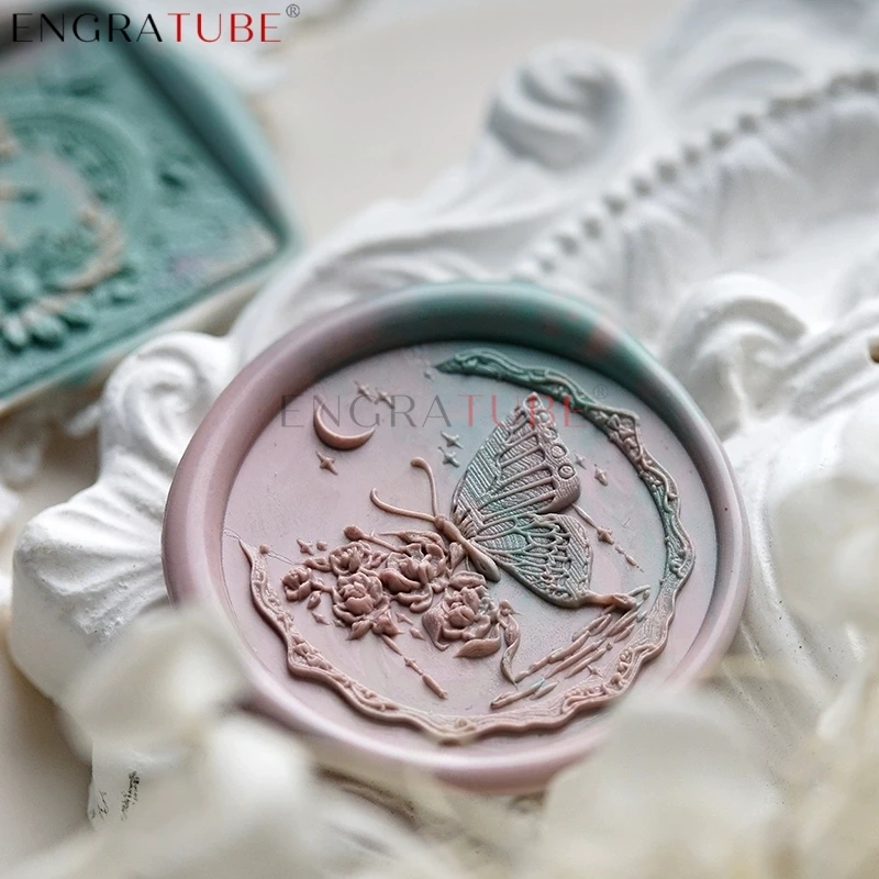 Laser Engraving Sealing Wax Stamp 3D Embossed Rose Butterfly Firefly ...