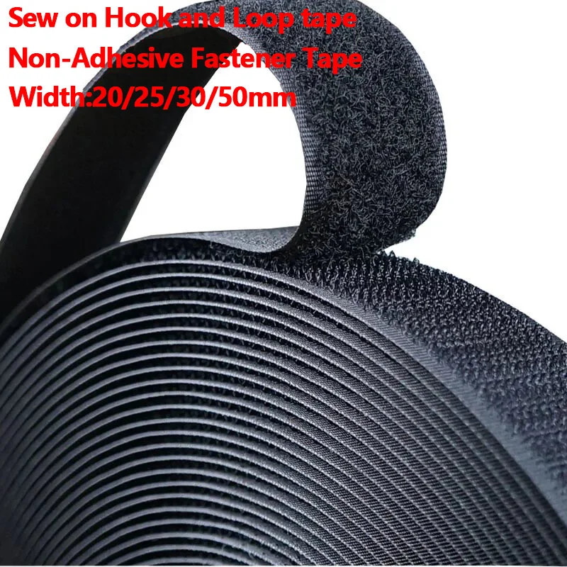 5Meter Sew on Hook And Loop Tape Non-Adhesive Fastener Tape Back Nylon ...