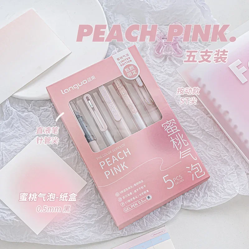 5pcs/set Ins Simplicity Gel Pen Korean Solid Color 0.5MM Black Cute ...