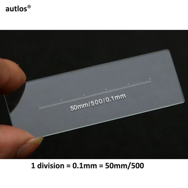 974.T One-Axis Microscope Stage Micrometer DIV 0.1mm X Ruler 50mm Lab ...