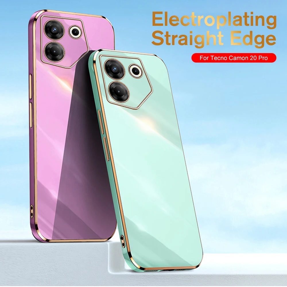 Luxury-Plating-Square-Frame-Silicon-Case-For-Tecno-Camon-20-Pro-Cover ...