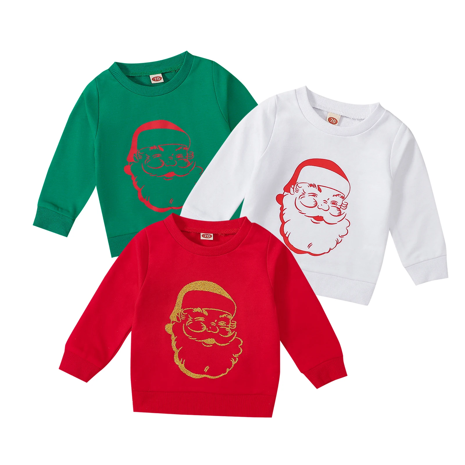 Bebê recém nascido meninas meninos camisa de natal pulôver, manga longa ...