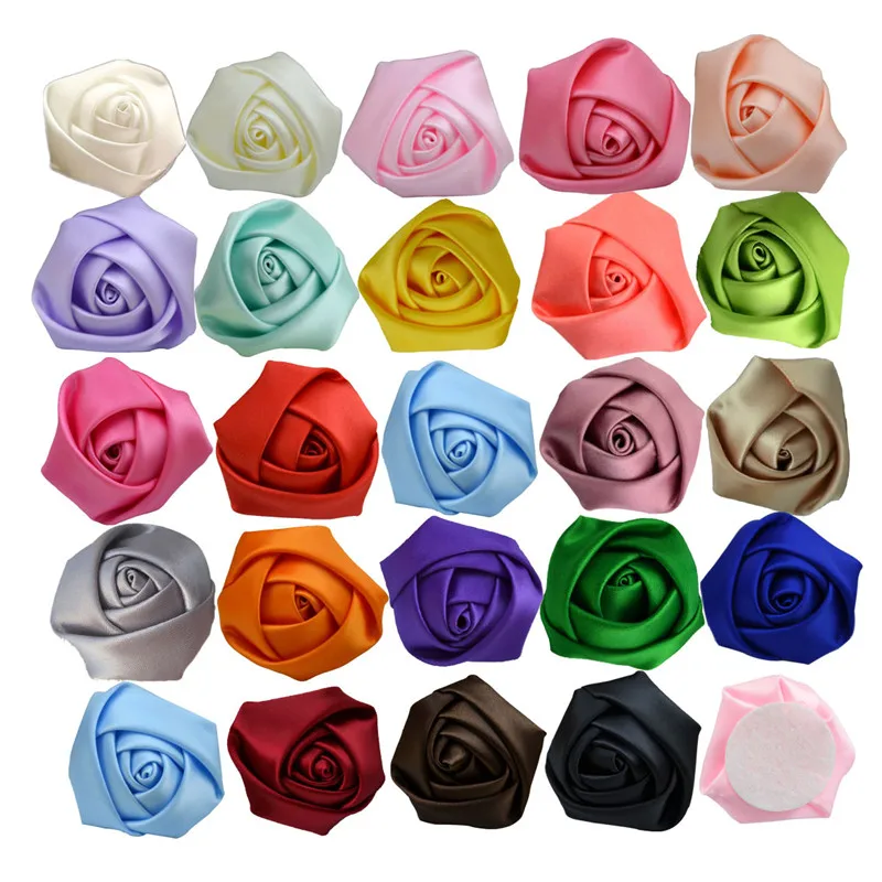 30pcs/lot 4cm Ins Satin Ribbon Rose Flower for Baby Girls Headband Hair ...