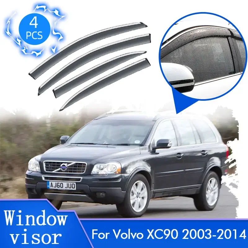 4PCS-For-Volvo-XC90-2003-2014-Deflectors-Guard-Awning-Trim-Sun-Rain ...