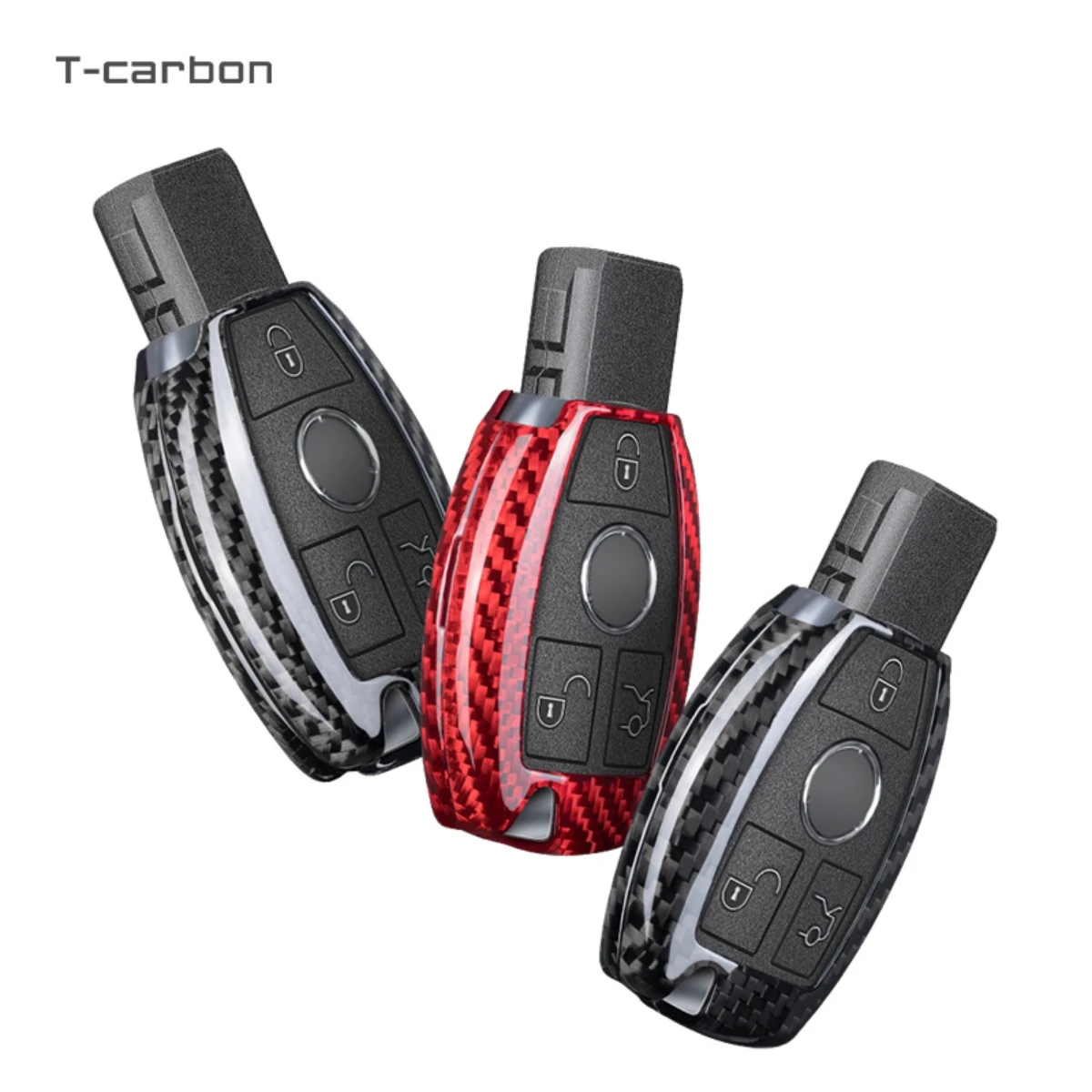 T Carbon Carbon Fiber Car Key Case Cover Shell Fob Fit For Mercedes ...