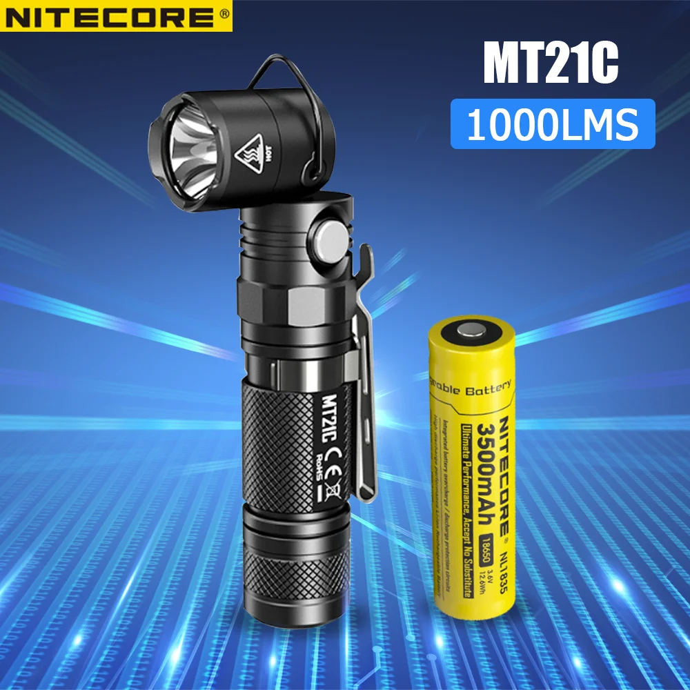 Original NITECORE MT21C LED Flashlight 1000Lumens 90°Adjustable Working ...