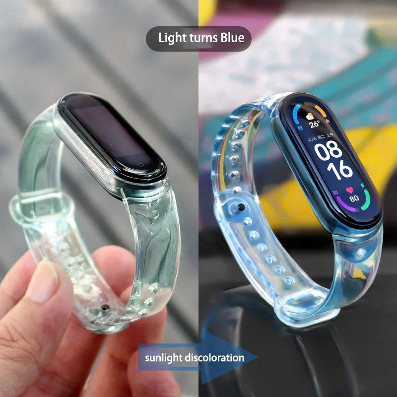 Strap-For-Xiaomi-Mi-Band-7-6-5-4-3-Bracelet-Transparent-Turn-Color ...