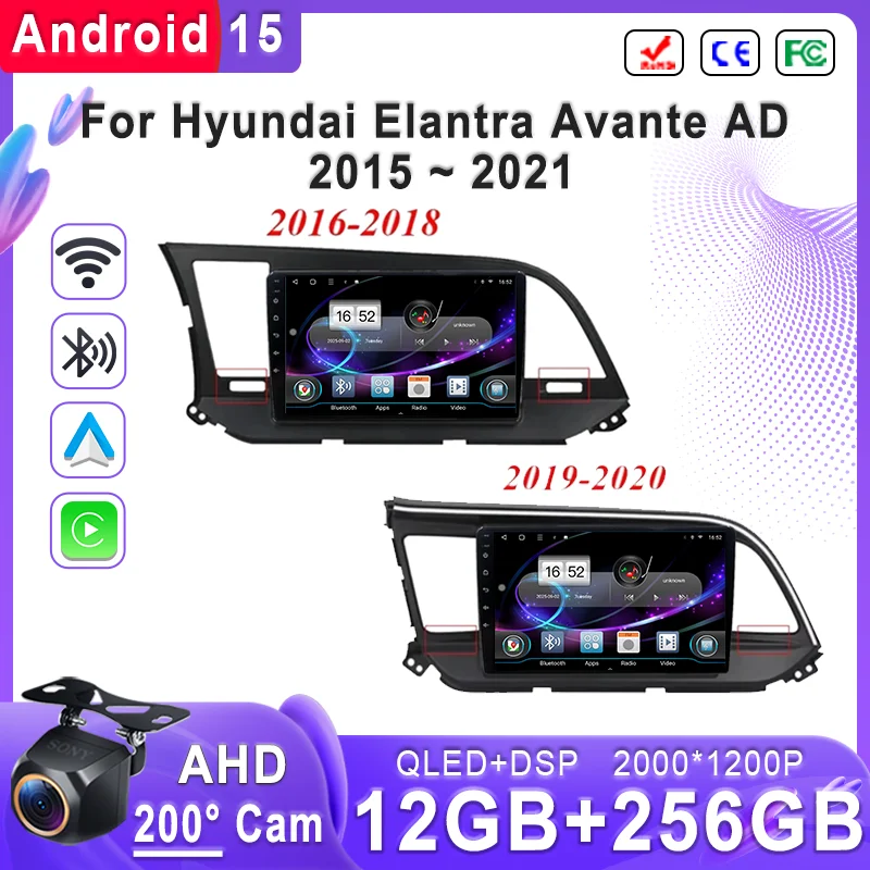 Android 15 2K Incell Screen For Hyundai Elantra Avante AD 2015 ~ 2021 ...