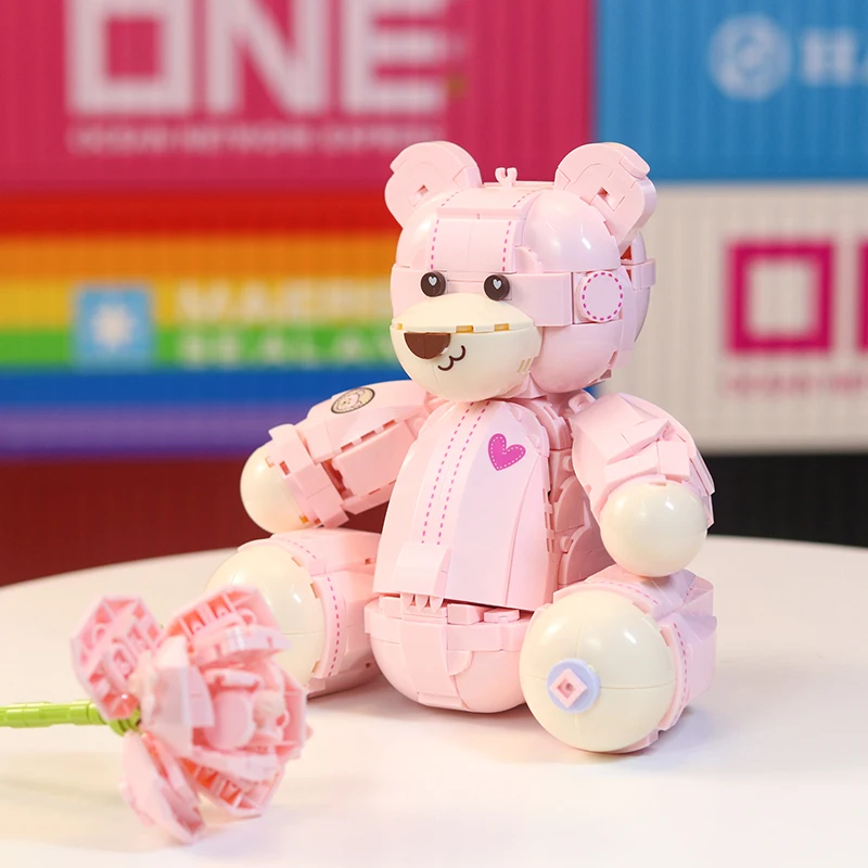 Romantic-Valentines-Pink-Teddy-Bear-Building-Blocks-Bricks-Set-DIY ...