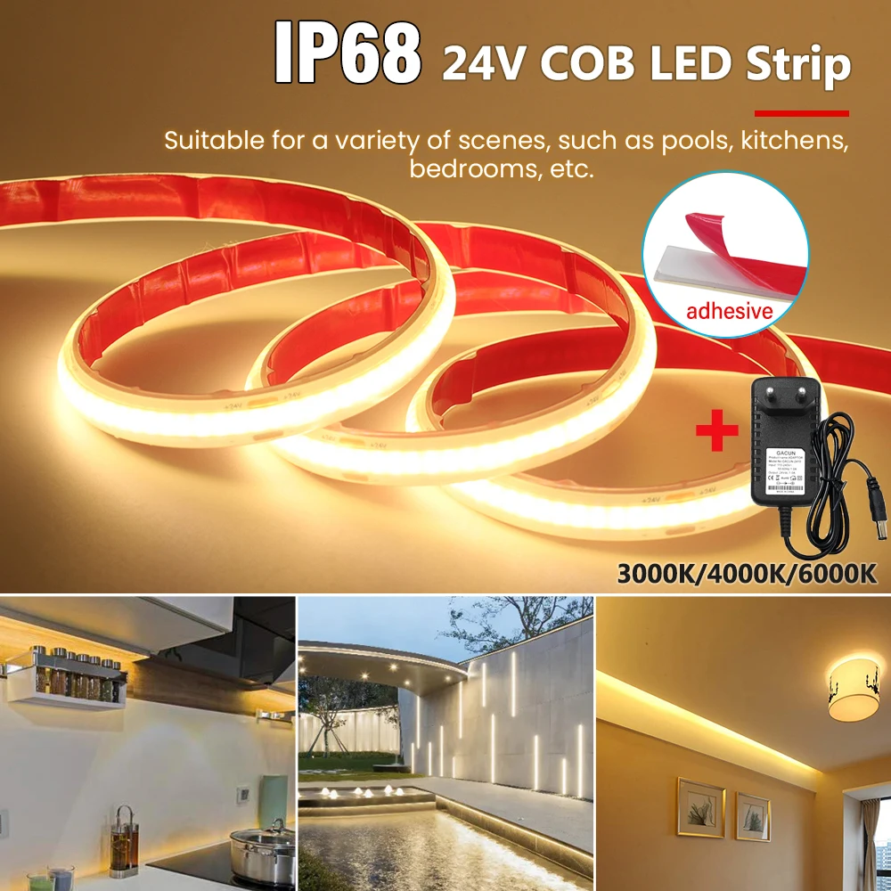 IP68-Waterproof-COB-LED-Strip-Dimmable-320LEDs-m-High-Density-DC-24V ...
