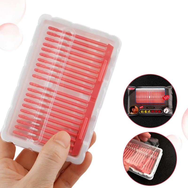 20-100Pcs-Disposable-Adhesive-Ear-Pick-Black-And-Pink-Sticky-Ear-Swabs ...