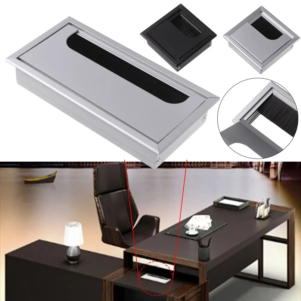 Aluminum-Alloy-PC-Desk-Rectangle-Wire-Cable-Grommet-Office-Table-Hole ...