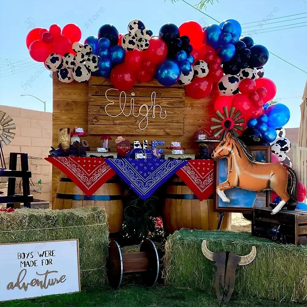 Western Cowboy Cowgirl Party Red Blue Balloon Arch Garland Kit Horse ...