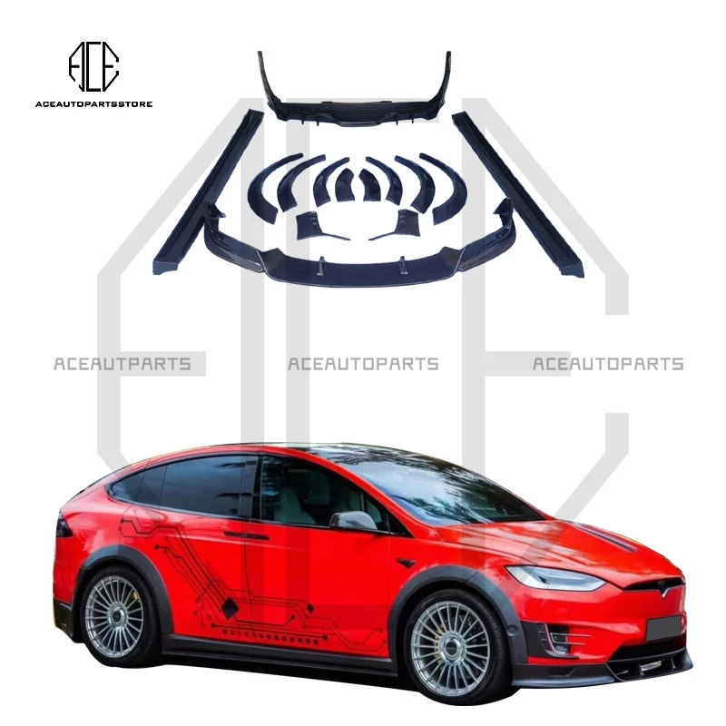 Real Carbon Fiber Front Lip Side Skirts Rear Diffuser Wheel Brow For ...