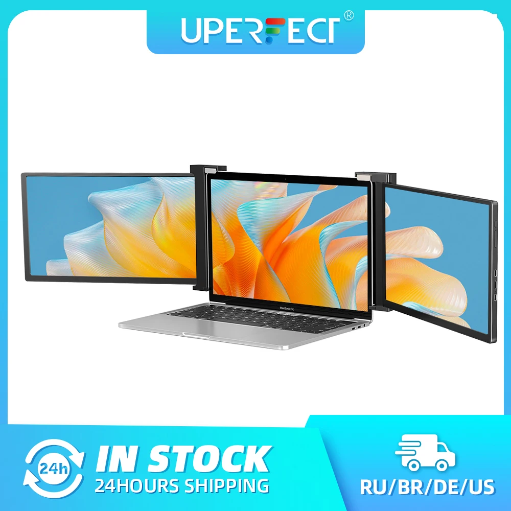 UPERFECT Z Max 14 polegadas triplo monitor portátil Laptop Dis FHD ...