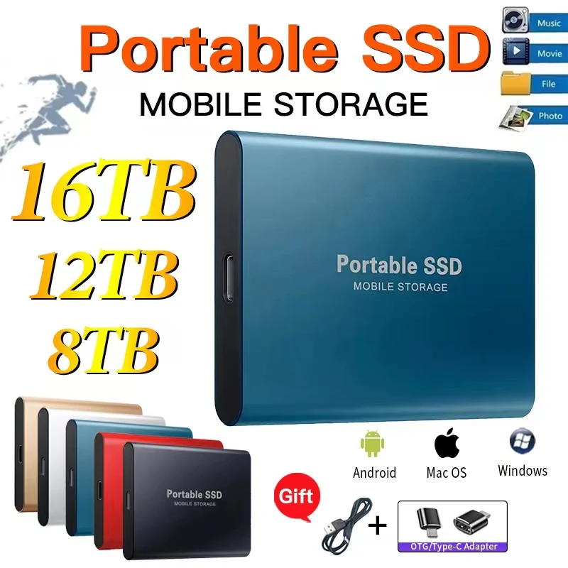 Portable Ssd 500gb Mobile Solid State Drive 1tb M.2 Ssd Type-c Usb 3.1 ...