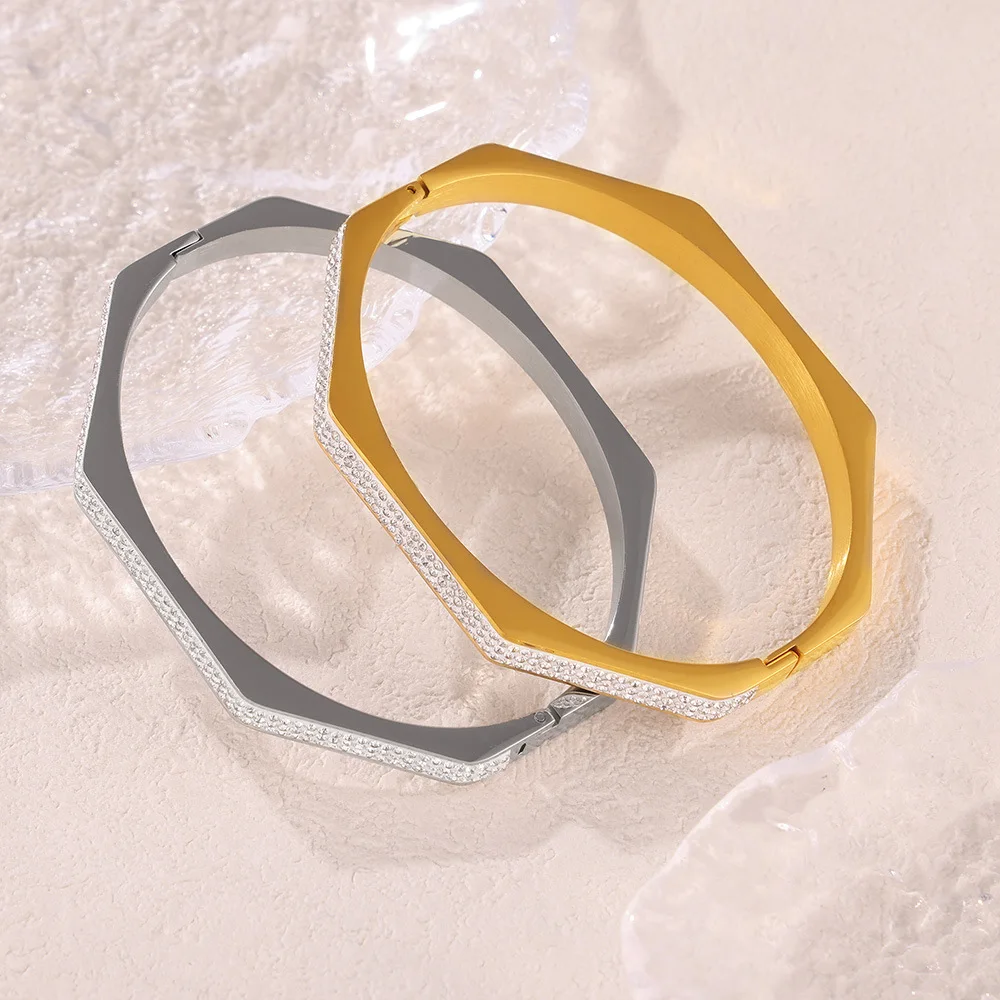 Luxury Octagonal Bracelet Bangles For Women Waterproof Stainless Steel ...