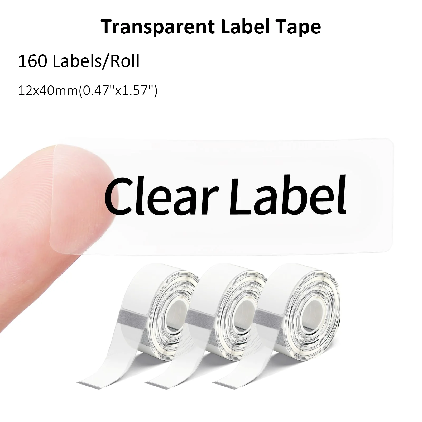 P11 labels 12x40mm Clear Thermal Labels 160/Roll - Waterproof Stickers ...