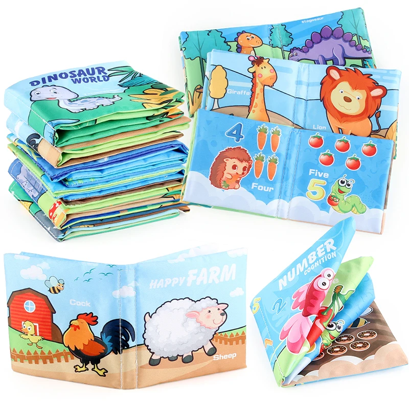 6pcs-Baby-Sensory-Cloth-Book-Early-Learning-Tearing-Tail-Cloth-Book ...
