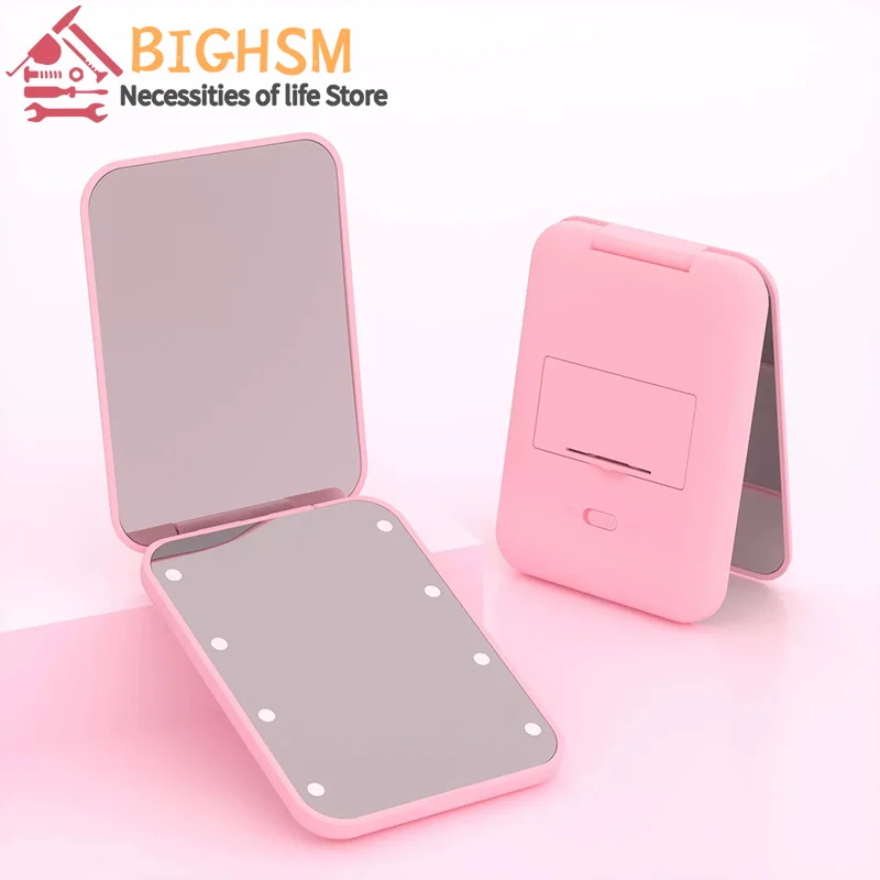 Mini Compact Led Makeup Mirror With Light 2X Magnifying Small Pocket ...