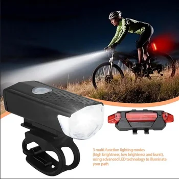 USB Rechargeable Bike Light Set Front Light with Taillight Easy to ...